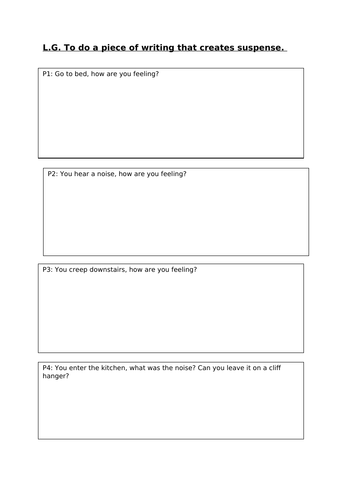 Suspense Writing Creating Atmosphere Differentiated Plan Sheets ...