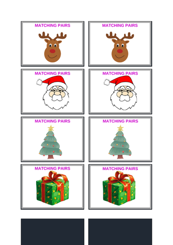EYFS /KS1 Christmas matching pairs cards. | Teaching Resources