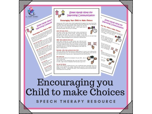 Encouraging Your Child to make Choices - Speech Therapy Handout ...