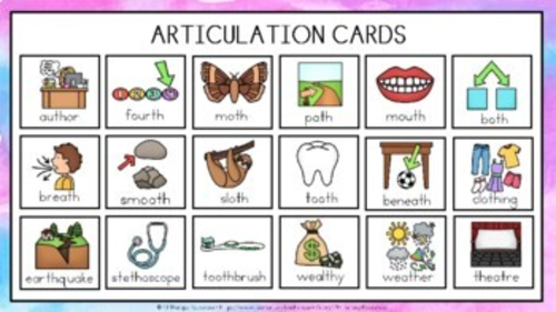 56 ARTICULATION CARDS (SH - TH sounds with Visual Cues) Speech Therapy ...