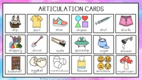 56 ARTICULATION CARDS (SH - TH sounds with Visual Cues) Speech Therapy ...