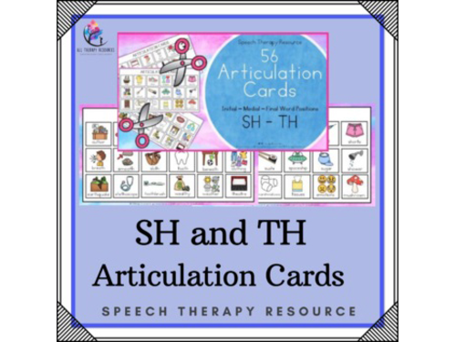 56 ARTICULATION CARDS (SH - TH sounds with Visual Cues) Speech Therapy ...