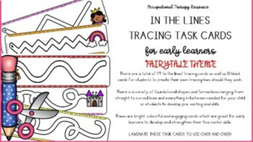Fairy Tale Theme - In The Lines Tracing Task Cards for Early Learners ...