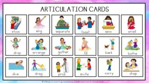 72 ARTICULATION CARDS (Verbs Action Words) Speech Therapy | Teaching ...