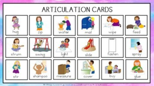 72 ARTICULATION CARDS (Verbs Action Words) Speech Therapy | Teaching ...