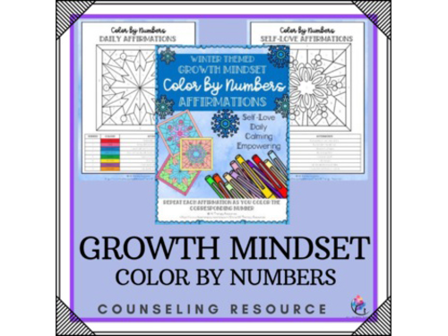 Winter SEL Color by Numbers - Mental Health Anxiety Growth Mindset ...