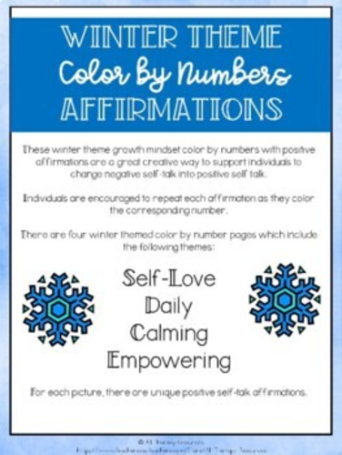 Winter SEL Color by Numbers - Mental Health Anxiety Growth Mindset ...