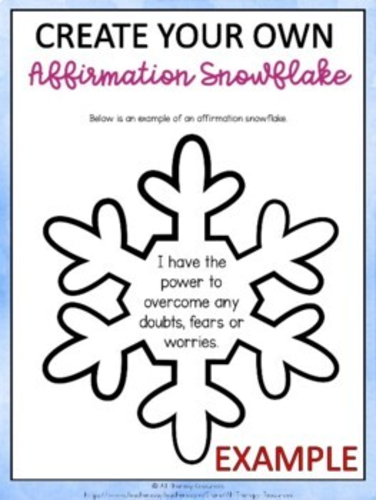 Growth Mindset Positive Affirmations Winter Snowflake Craft Activity ...