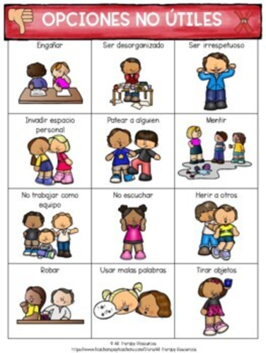 SPANISH VERSION - Helpful & Unhelpful Behaviour Choices - File Folder ...