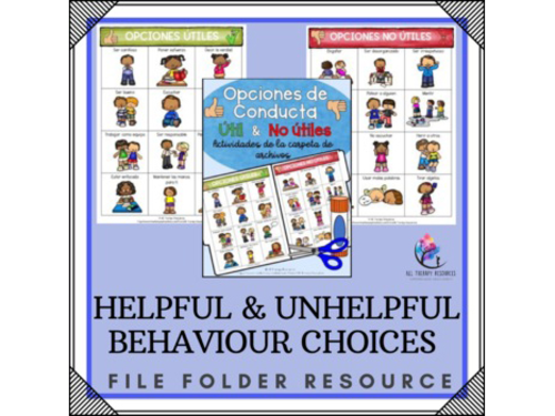 SPANISH VERSION - Helpful & Unhelpful Behaviour Choices - File Folder ...