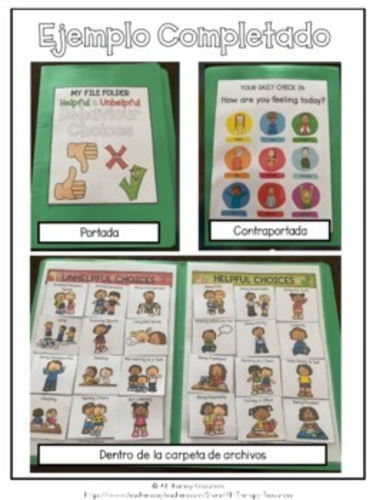 SPANISH VERSION - Helpful & Unhelpful Behaviour Choices - File Folder ...