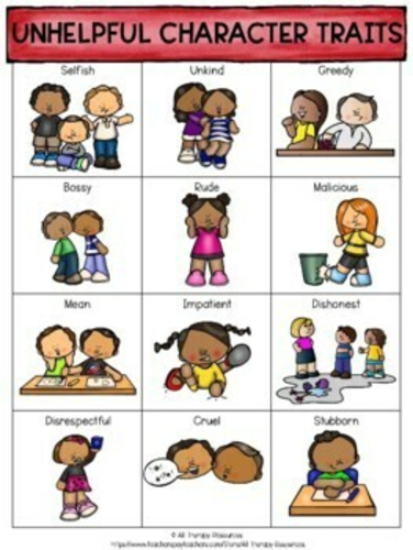 Helpful & Unhelpful CHARACTER TRAITS | File Folder Counseling Activity ...