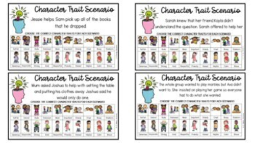 CHARACTER TRAITS - Scenario Cards - Personality Development Counseling ...