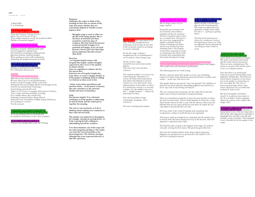 A* Analysis of A-Level poem A Minor Role | Teaching Resources