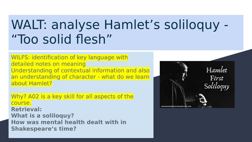 Hamlet Act 1 - 1st soliloquy | Teaching Resources