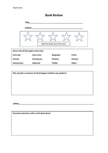 Detailed book review | Teaching Resources