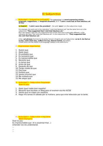 The Subjunctive | Teaching Resources