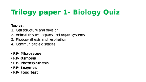 AQA GCSE Trilogy Biology- Paper 1 | Teaching Resources