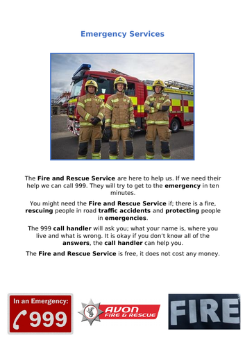 Fire and Rescue UK Comprehension | Teaching Resources