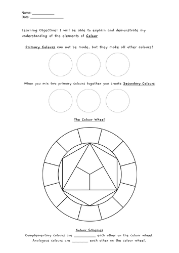 FREE Worksheets for Elements of Art Sketchbook | Teaching Resources