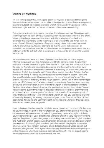 Checkin' Out Me History, John Agard (GCSE) | Teaching Resources