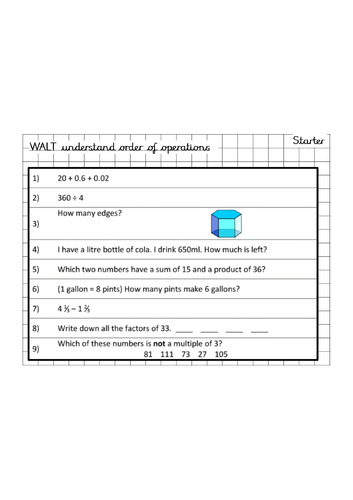 Order of operations year 6 maths | Teaching Resources