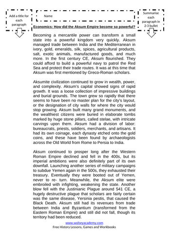 Guided Reading History Challenge! Economic History - 4 Extracts ...