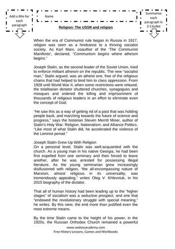 Guided Reading History Challenge! Religious History - 4 Extracts ...