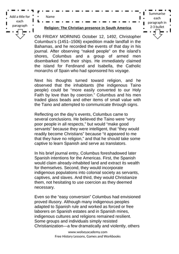 Guided Reading History Challenge! Religious History - 4 Extracts ...