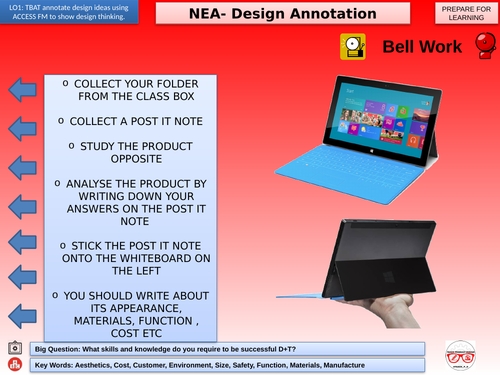 AS LEVEL NEA PRODUCT DESIGN /DESIGN AND TECHNOLOGY | Teaching Resources