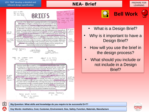 AS LEVEL NEA PRODUCT DESIGN /DESIGN AND TECHNOLOGY | Teaching Resources