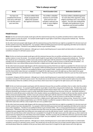 Ethics, War and Peace | Teaching Resources