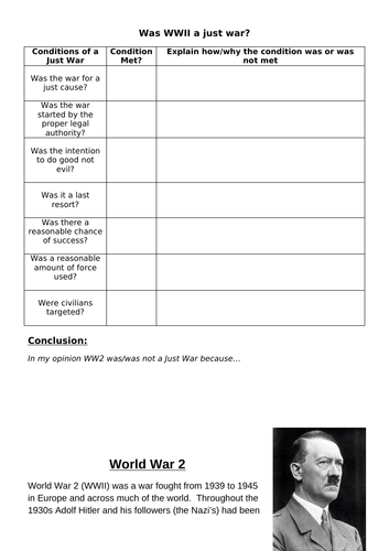 Ethics, War and Peace | Teaching Resources