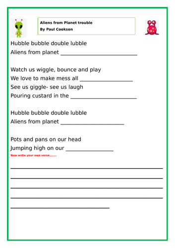 Here come the Aliens by Colin McNaughton EYFS Reception Literacy unit ...