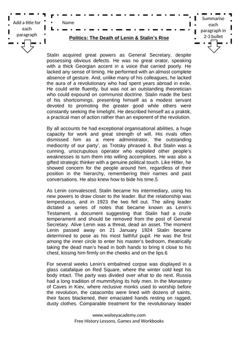 History Guided Reading - Politics – The Rise of Stalin – Frank Dikotter ...