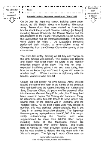 History Guided Reading - Armed Conflict – Japan’s invasion of China ...