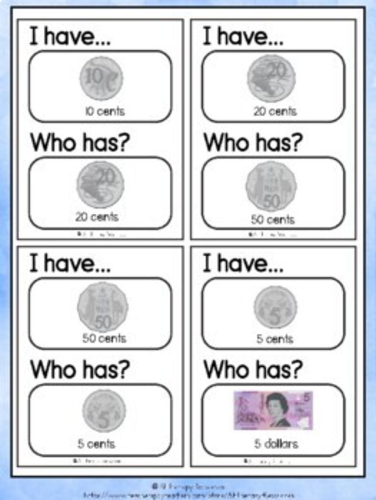 I have Who has Card Game - Money and Counting - Life Skills Autism ...