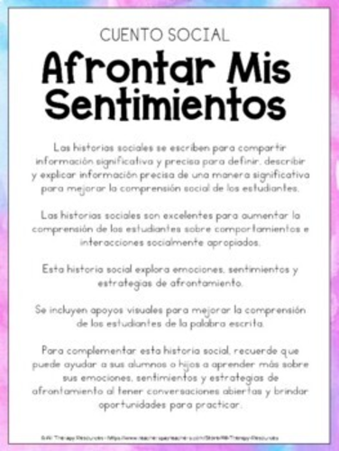SPANISH VERSION - My Coping with Feelings Book - Social Narrative ...