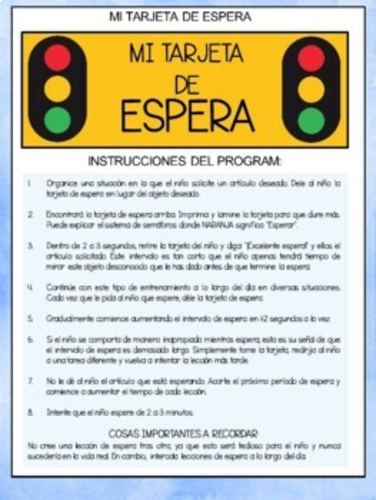SPANISH VERSION | Teaching Students | Learning to Wait Program | ABA ...