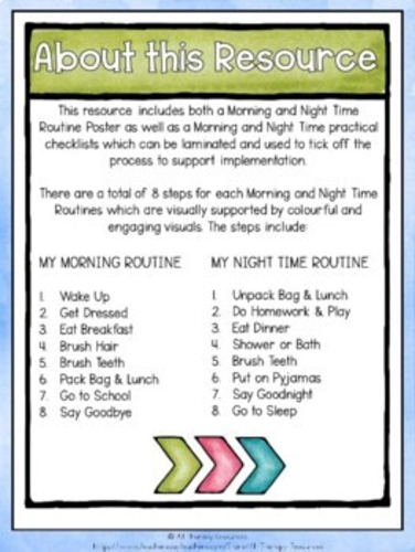 Morning & Night Time Routine Poster & Checklist - Daily Routine ...