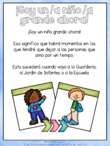 SPANISH VERSION - I'm Going to School - Separation Anxiety Narrative ...
