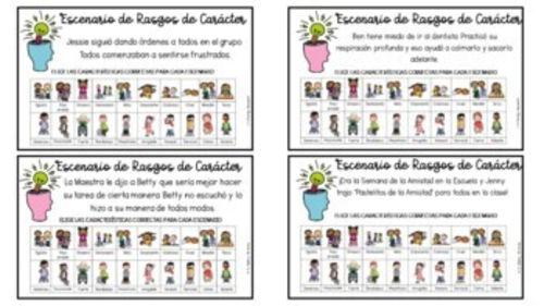 SPANISH VERSION - CHARACTER TRAITS - Scenario Cards - Personality ...