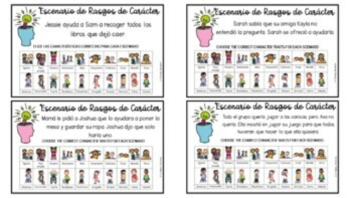 SPANISH VERSION - CHARACTER TRAITS - Scenario Cards - Personality ...