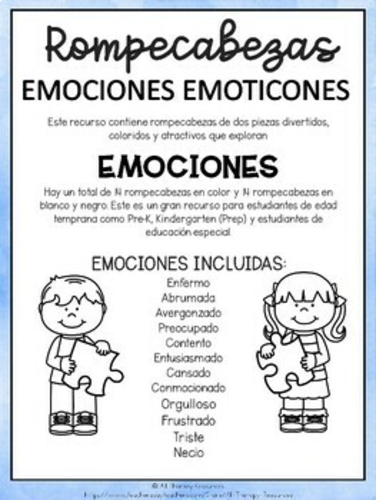 SPANISH VERSION - Emoji Emotions Feelings Puzzles - Social Emotion ...