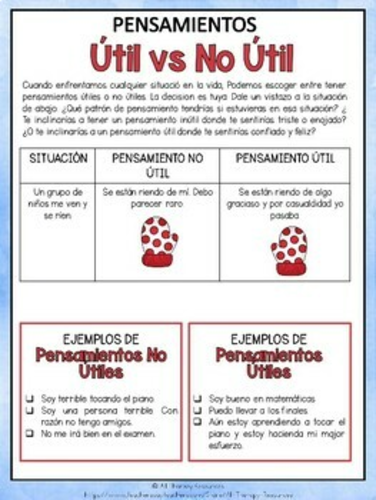 SPANISH VERSION -Helpful vs Unhelpful Thoughts Mitten Match - Winter ...
