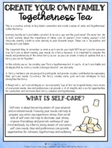 Families Counseling Activities - Parent and Family Changes Self-care ...