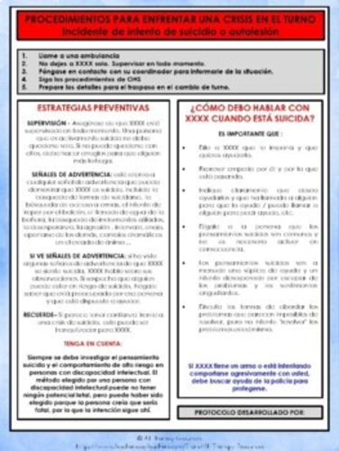 SPANISH VERSION Suicide & Self Harm Risk Assessment and Crisis Safety ...