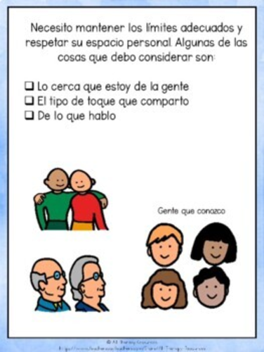 SPANISH VERSION Personal Space & Boundaries Visual Social Narrative ...