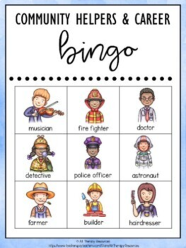 Community Helpers Bingo Game - Occupation and Career Counseling Game ...