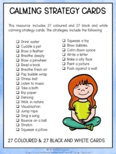Calming Coping Strategy Cards - Emotions - Colour & Black & White ...